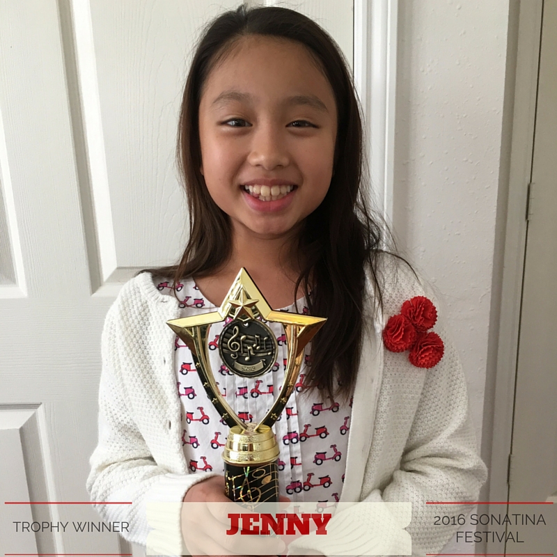 Jenny wins trophy at Sonatina Festival! | Musikhaus Piano Lessons